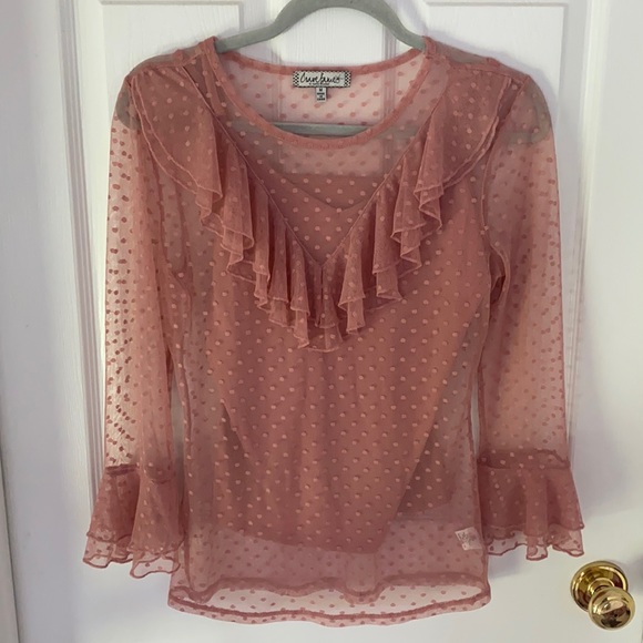 Almost Famous | Tops | Almost Famous Sheer Pink Blouse With Tank | Poshmark